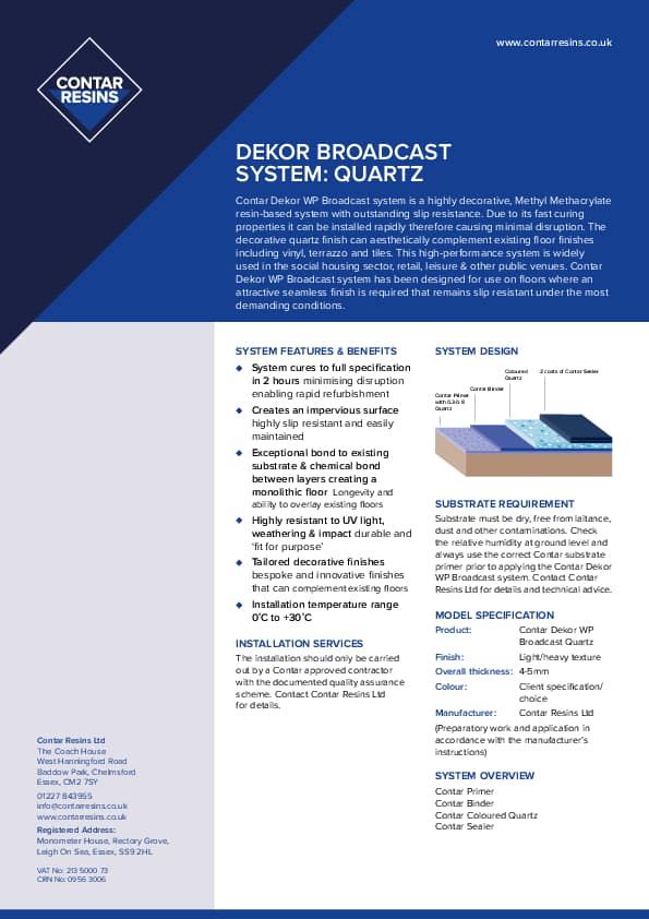 Specification Sheets - Contar Resins