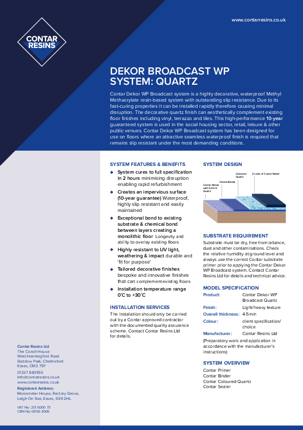 Specification Sheets - Contar Resins